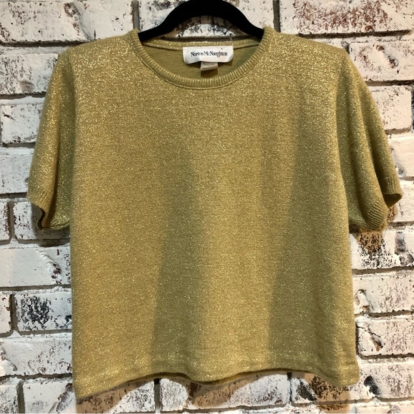 Norton McNaughton | Sweaters | Vintage Norton Mcnaughton Metallic Gold ...